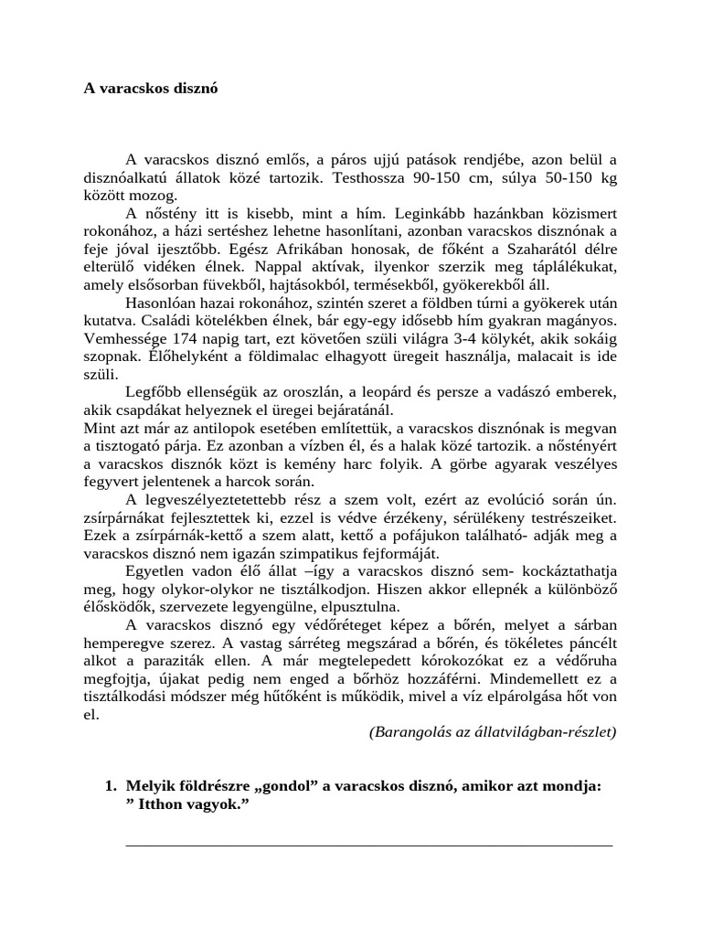 A Varacskos Disznó | PDF