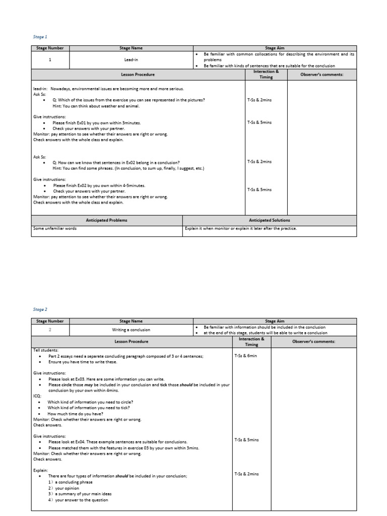 L1-U8 Writing Lesson Plan | PDF | Essays | Learning