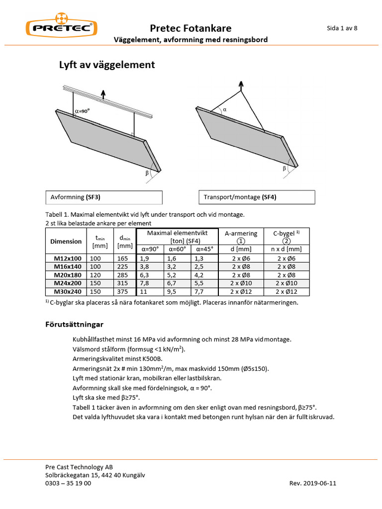 Hanteringsblad Pretec Hylsa Fotankare | PDF