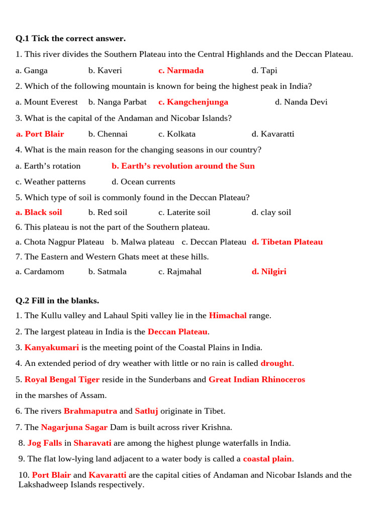 Term 1 Worksheet Answer Key | PDF | Desert | Geomorphology
