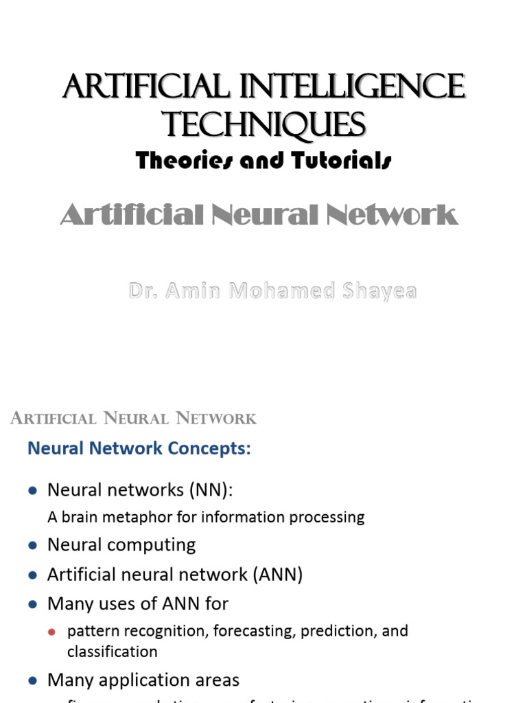 Ch04-ANN-Dr Amin ML | PDF | Artificial Neural Network | Artificial Intelligence