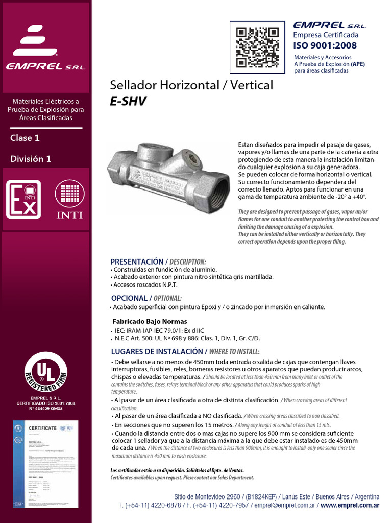 Hoja Tecnica E SHV | PDF