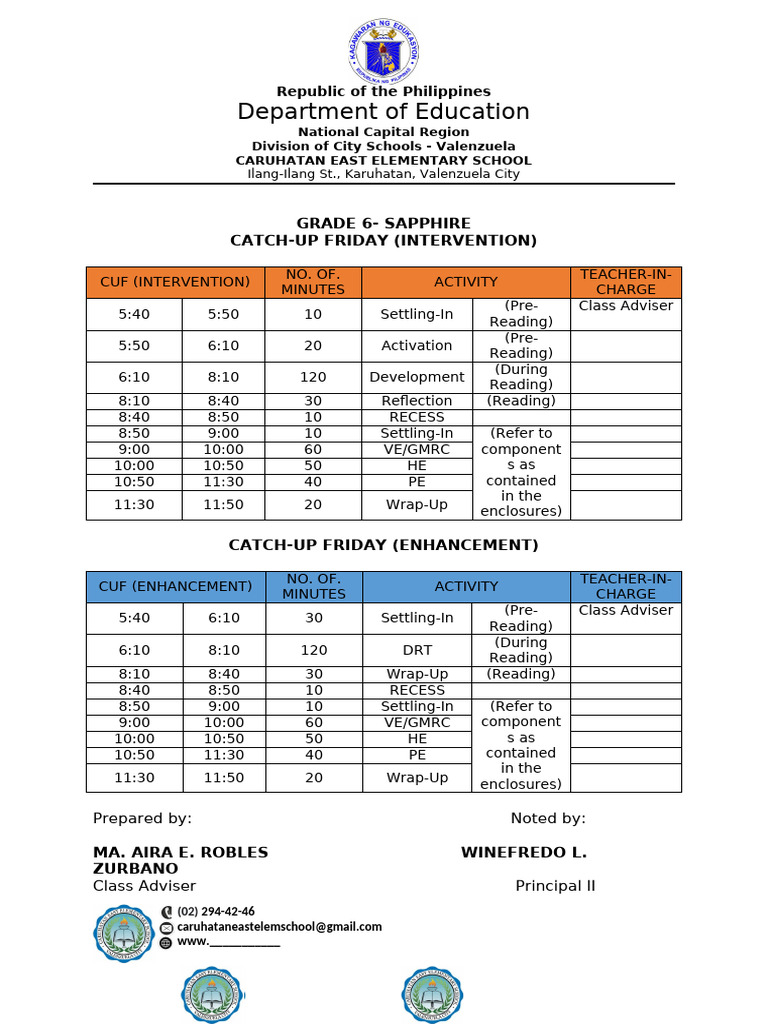 Catch-Up Friday Schedule | PDF | Government | Philippines