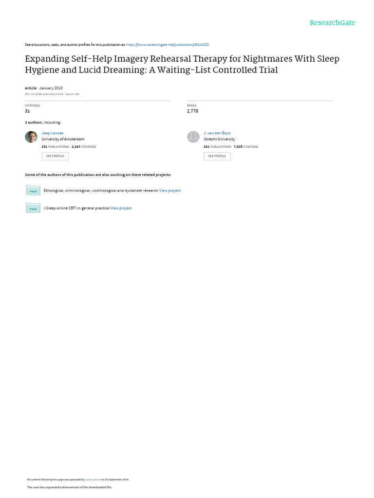 2010 - Paper - Lucid Dreaming and Therapy For Nightmares | PDF ...