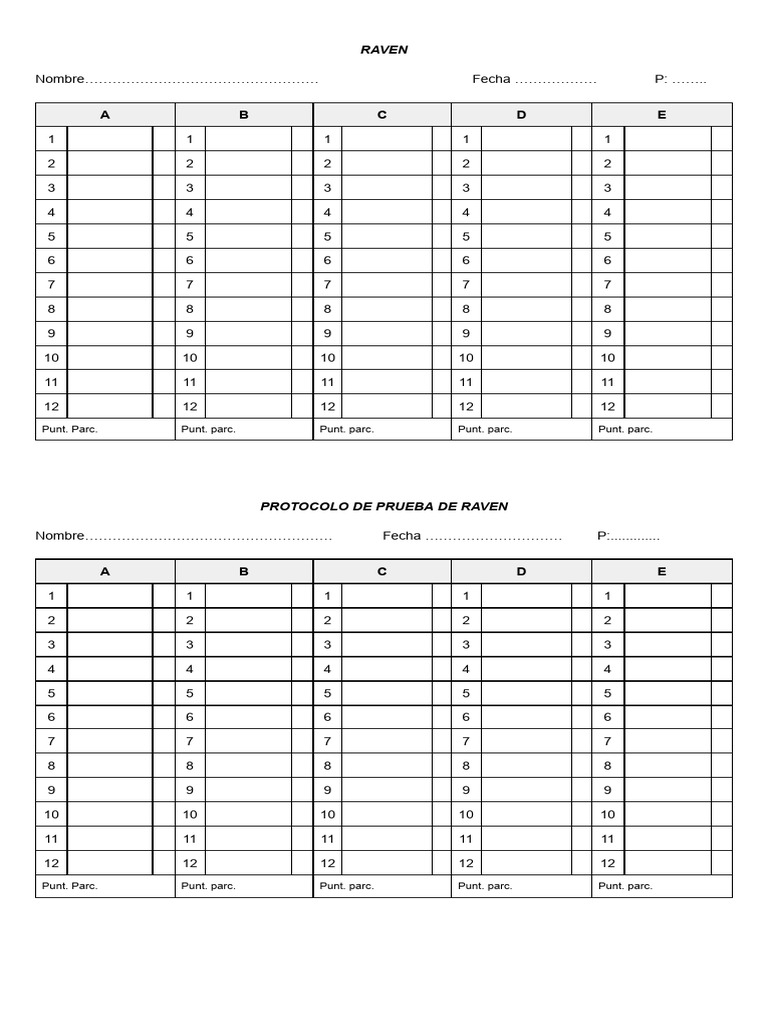 Hoja de Respuesta Raven | PDF