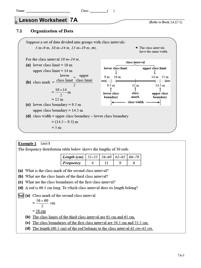 Maths Lesson Worksheet 7A | PDF | Interval (Music)