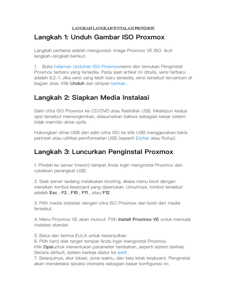 Langkah Langkah Instalasi Proxmox | PDF