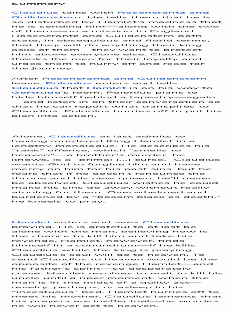 Hamlet Act 3, Scene 3 Summary & Analysis LitCha | PDF