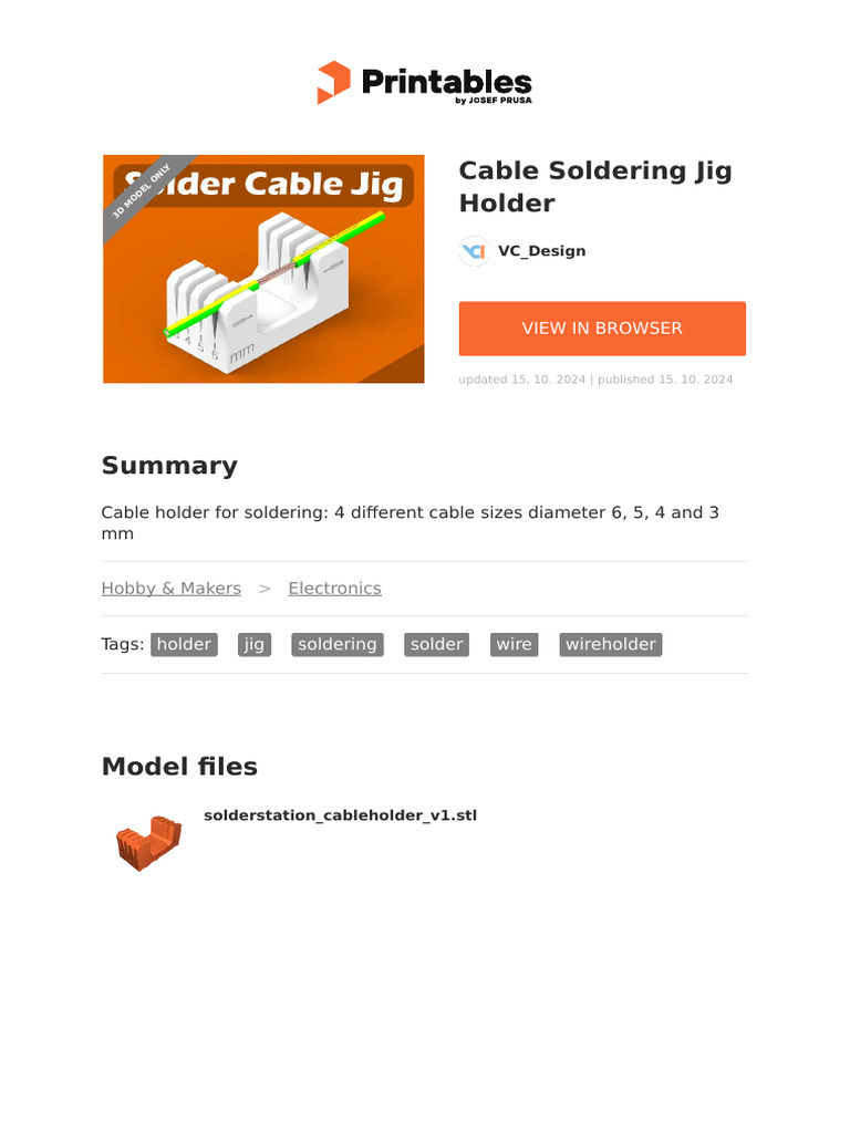 Cable Holder for Soldering Jigs | PDF