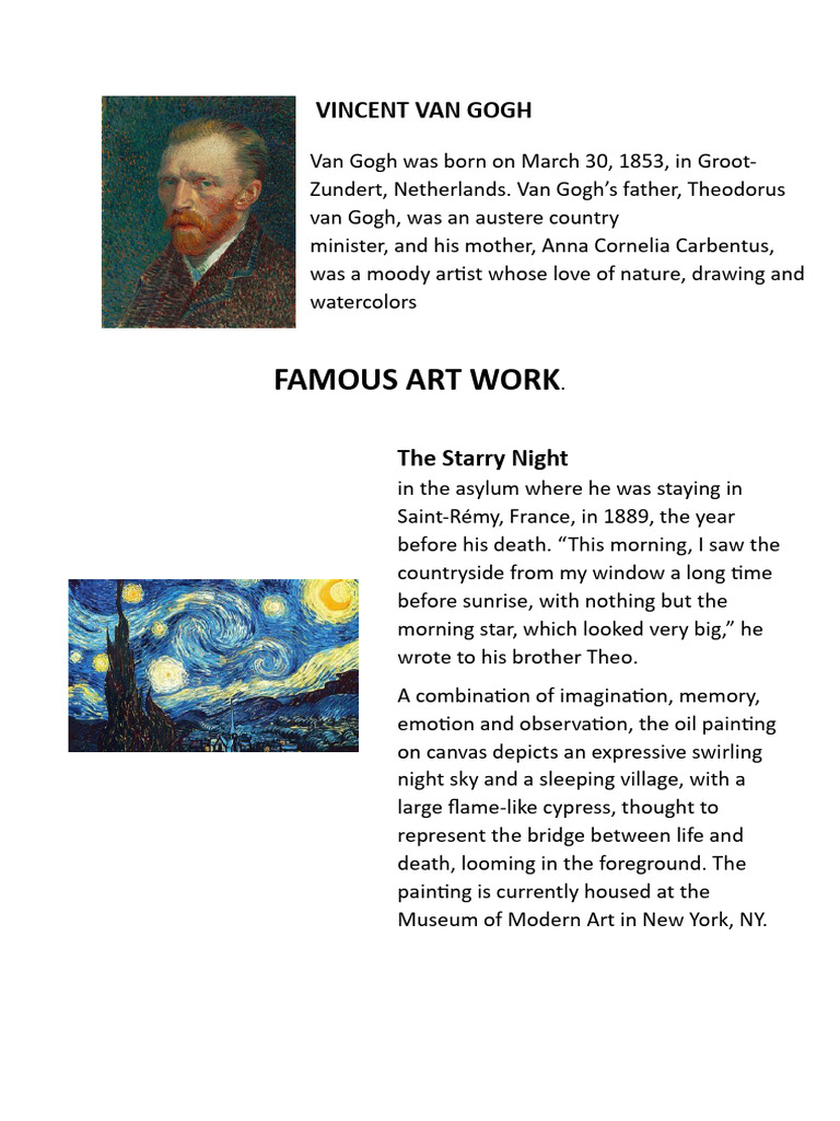 Famous Painters in Netherland | PDF | Vincent Van Gogh | Plastic Arts