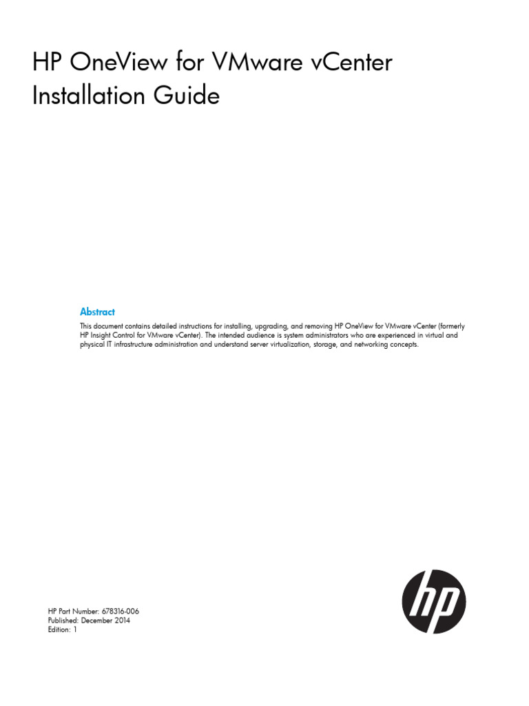 HP OneView For Vmware Installation Guide | PDF | System Software | Computer Engineering