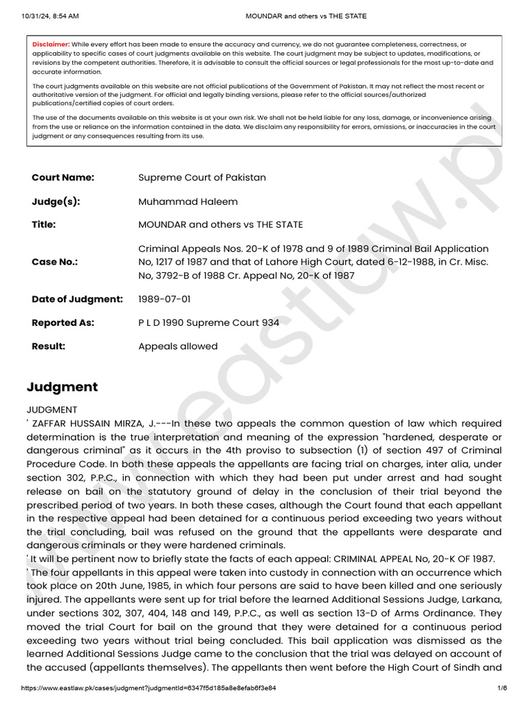 MOUNDAR and Others Vs THE STATE | PDF | Bail | Appeal
