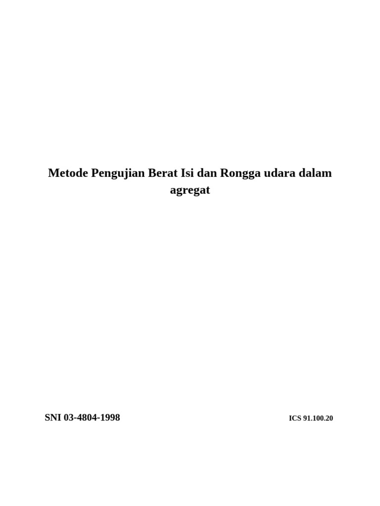 Metode Pengujian Berat Isi Dan Rongga Udara Dalam Agregat | PDF