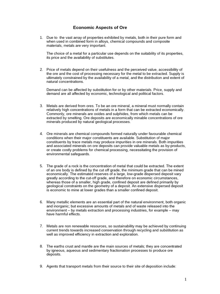 03 Summary Ore Forming Processes | PDF | Ore | Igneous Rock