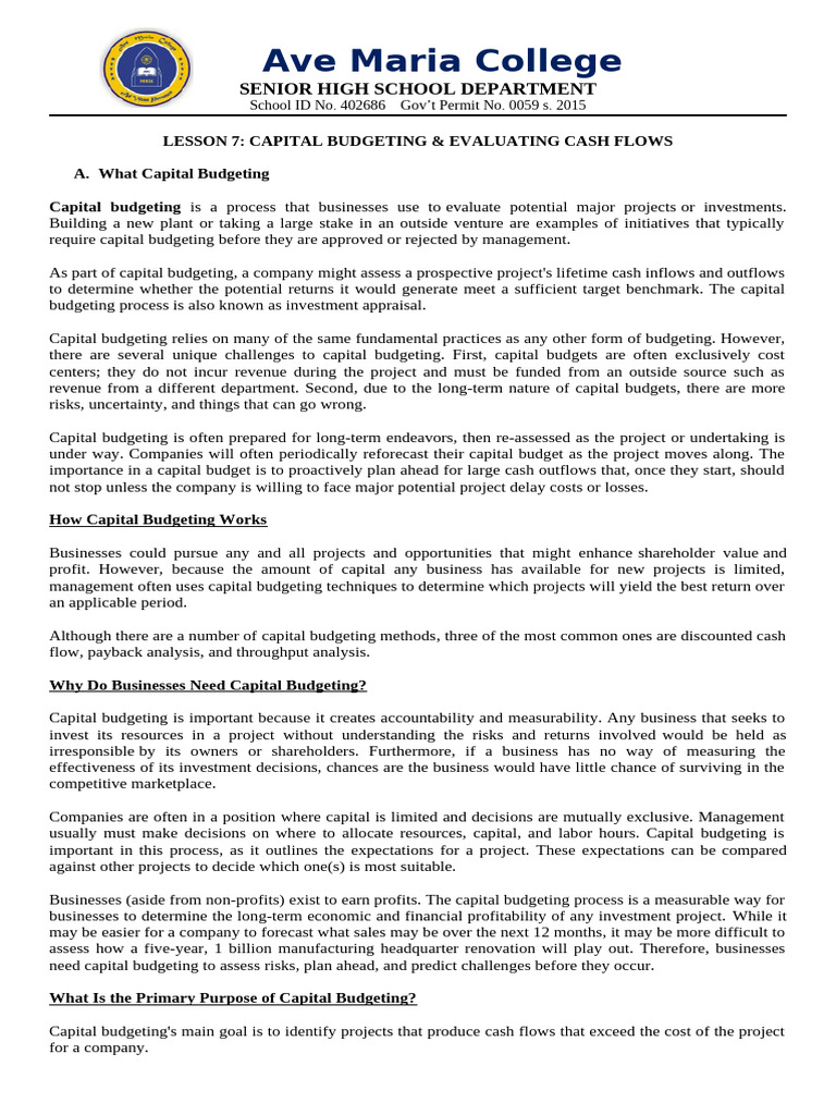 Lesson 7 | PDF | Net Present Value | Internal Rate Of Return
