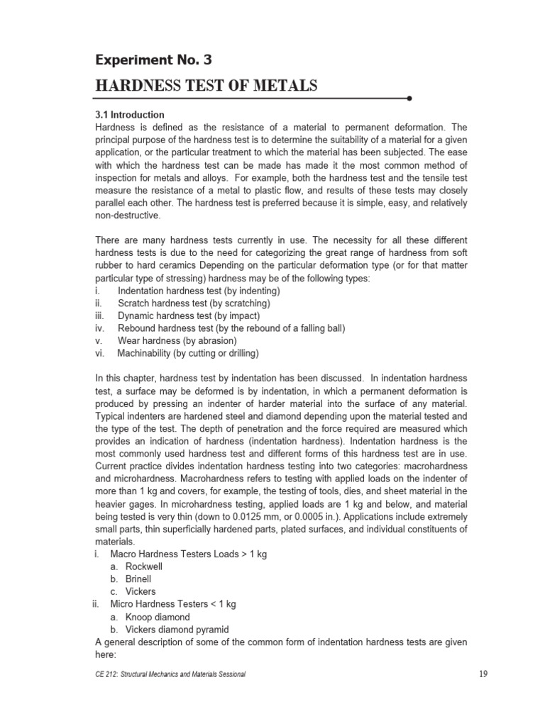 Hardness Test of Metal Specimen | PDF | Hardness | Metals