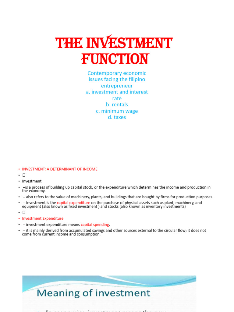 The Investment Function | PDF | Interest | Consumption (Economics)