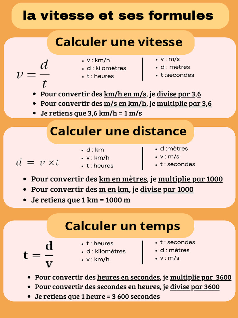 Formules de Vitesse et Calculs Associés | PDF | Sciences et mathématiques