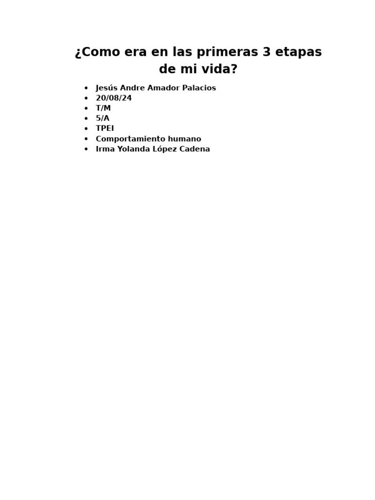 Peimeras 3 Etapas de Mi Vida Atv3 | PDF | Relaciones personales ...