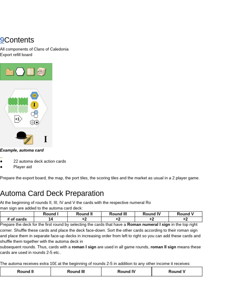 Official Automa Rules of "Clans of Caledonia" | PDF | Playing Cards ...