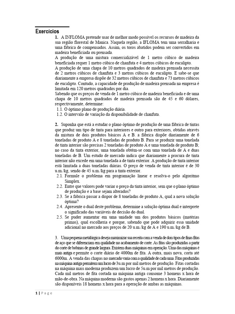 Analise Sensibilidade - IO1 | PDF | Agricultura | Mercado (economia)