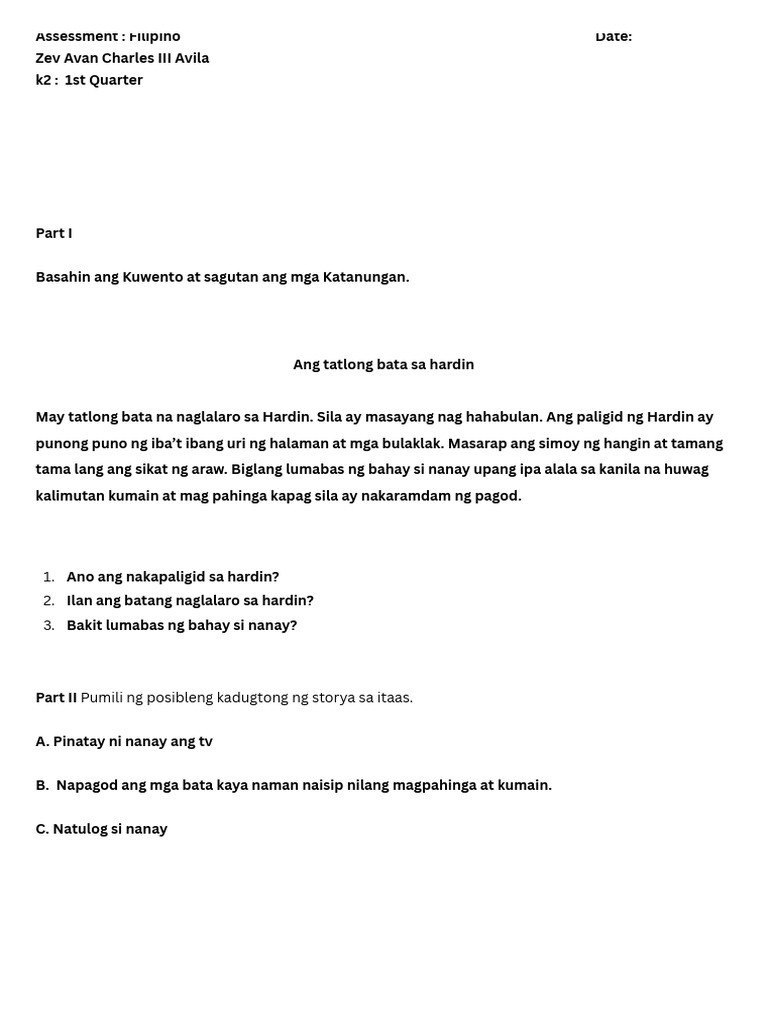 Subject Filipino | PDF