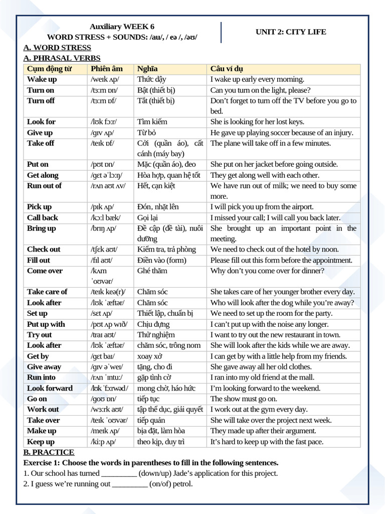 Auxilliary - Unit 2 - Phrasal Verbs | PDF | Air Pollution | Clean Air ...