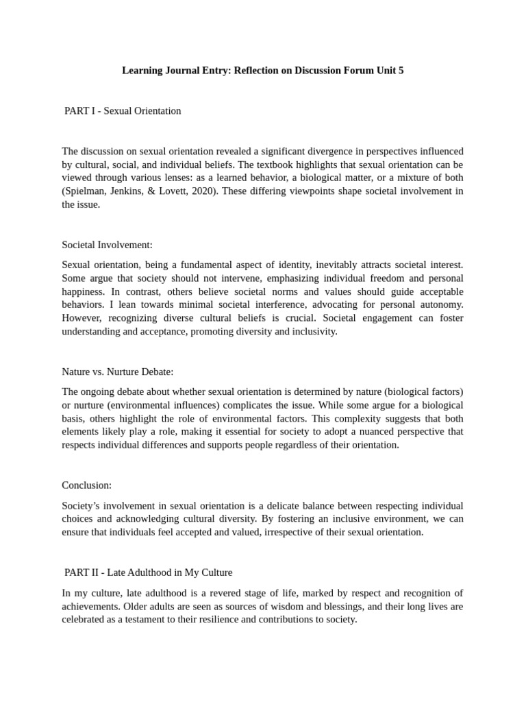 Week 5 Assignment | PDF | Sexual Orientation | Cognitive Development
