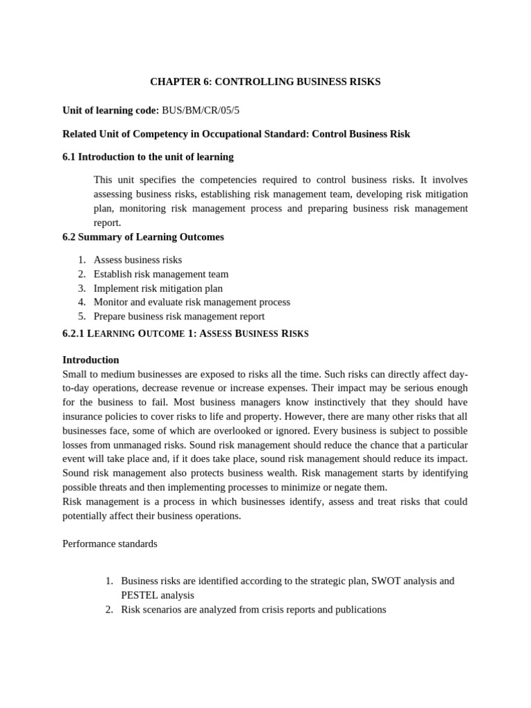 Risk Management Notes Week 2 and 3 - May 20224 | PDF | Risk | Risk ...