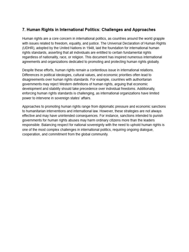 Human Rights in Global Politics Challenges | PDF