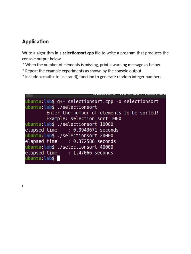 Application: Selectionsort - CPP | PDF | Computers