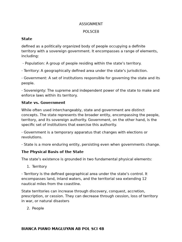 Assignment Teologo | PDF | Sovereignty | State (Polity)