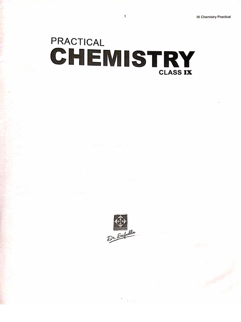 Chemistry Practical Book Class 9 | PDF