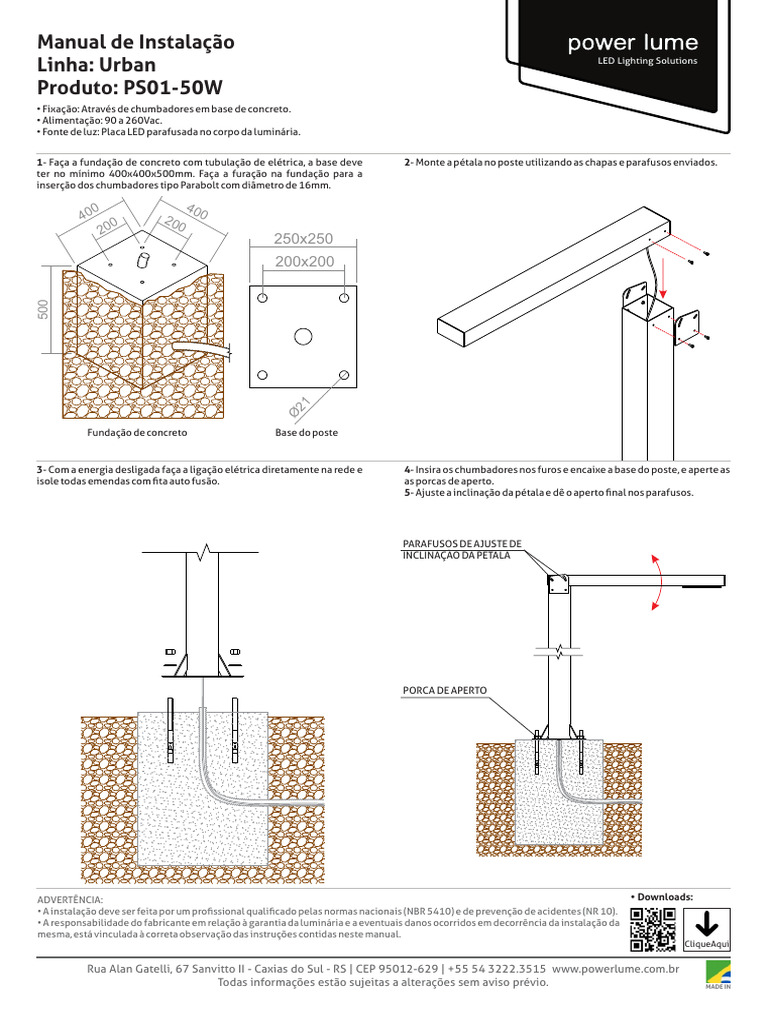 Manual de Instalação PS01-50W | PDF