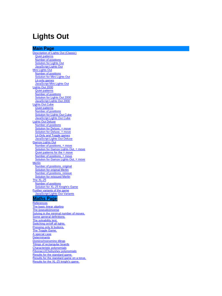 Lights Out - Instructions | PDF | Games & Activities | Teaching Methods ...