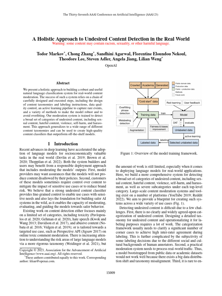 A Holistic Approach To Undesired Content Detection in The Real World | PDF