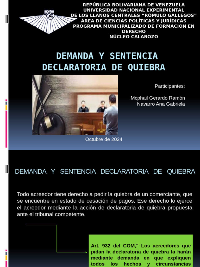 Demanda y Sentencia Declaratoria de Quiebra | PDF | Bancarrota ...
