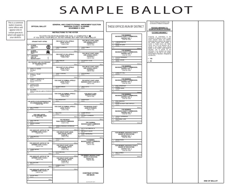 Alabama Sample Ballot 2024 | PDF | Republican Party (United States ...