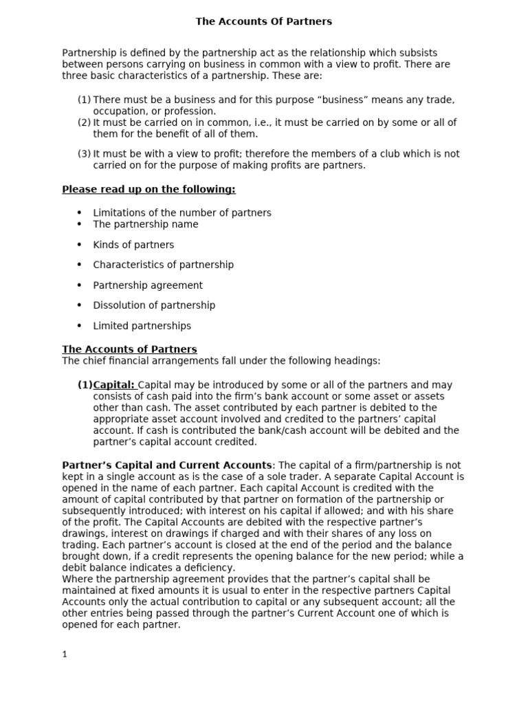 Partner Capital and Current Accounts | PDF | Debits And Credits ...