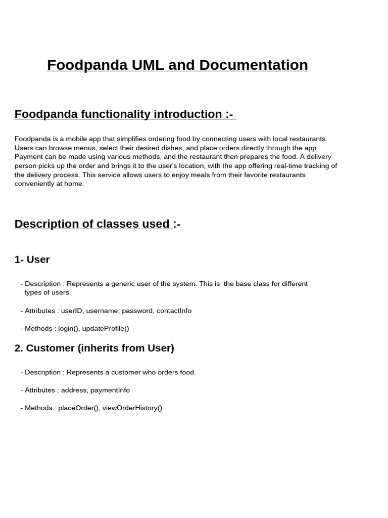 Foodpanda UML Class Overview | PDF | Menu | Computing