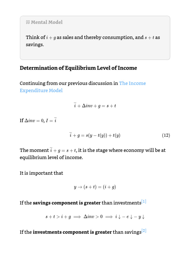 Equilibrium Level of Income | PDF | Saving | Economic Equilibrium