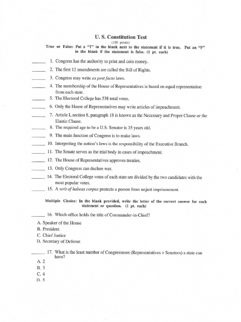 Constitution Test | PDF