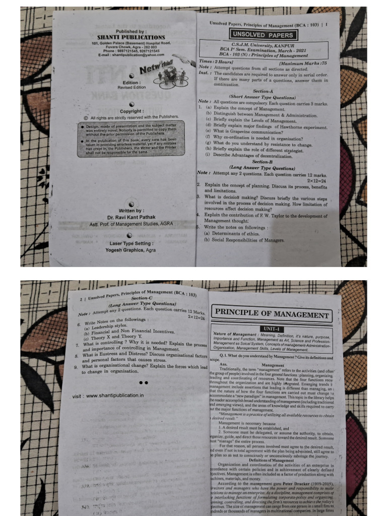 Principal of Management Model Paper | PDF