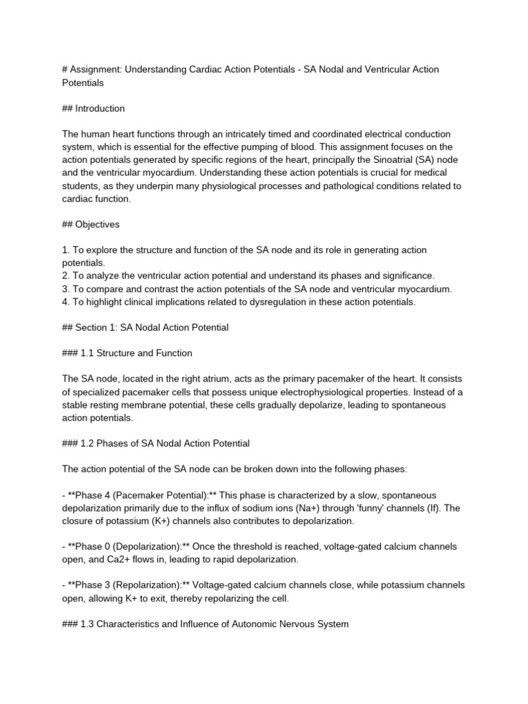 # Assignment - Understanding Cardiac Action Potentials - SA Nodal and ...