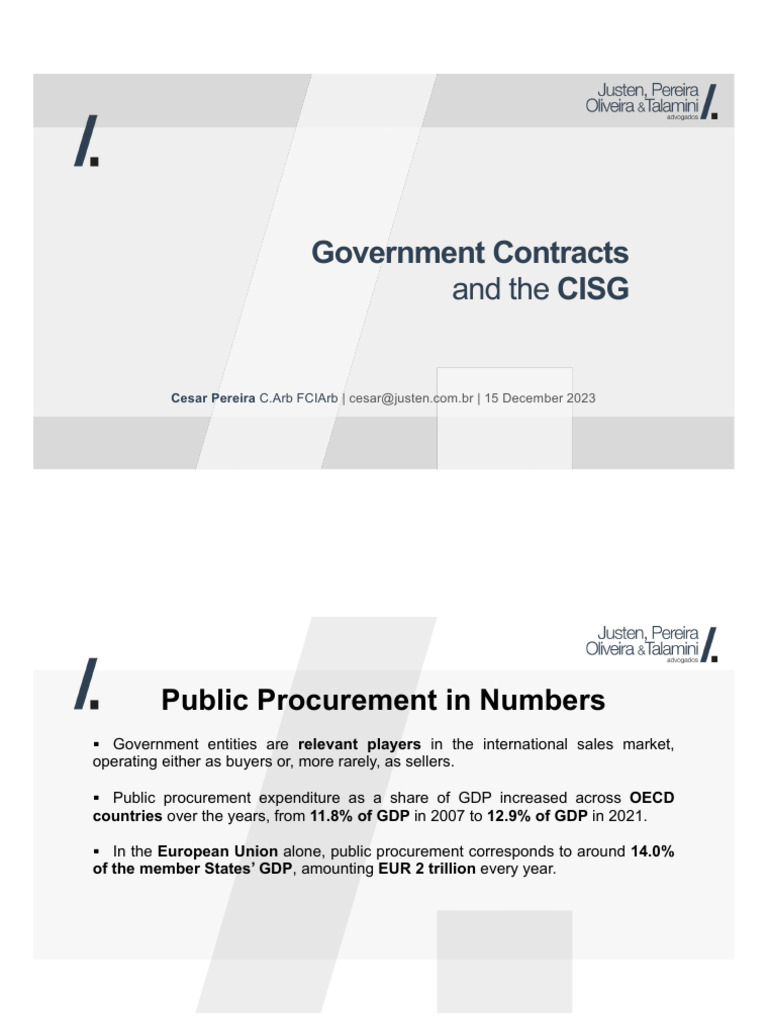 IE 202 Presentation - CISG and Public Procurement - VF | PDF | Private Law | Common Law