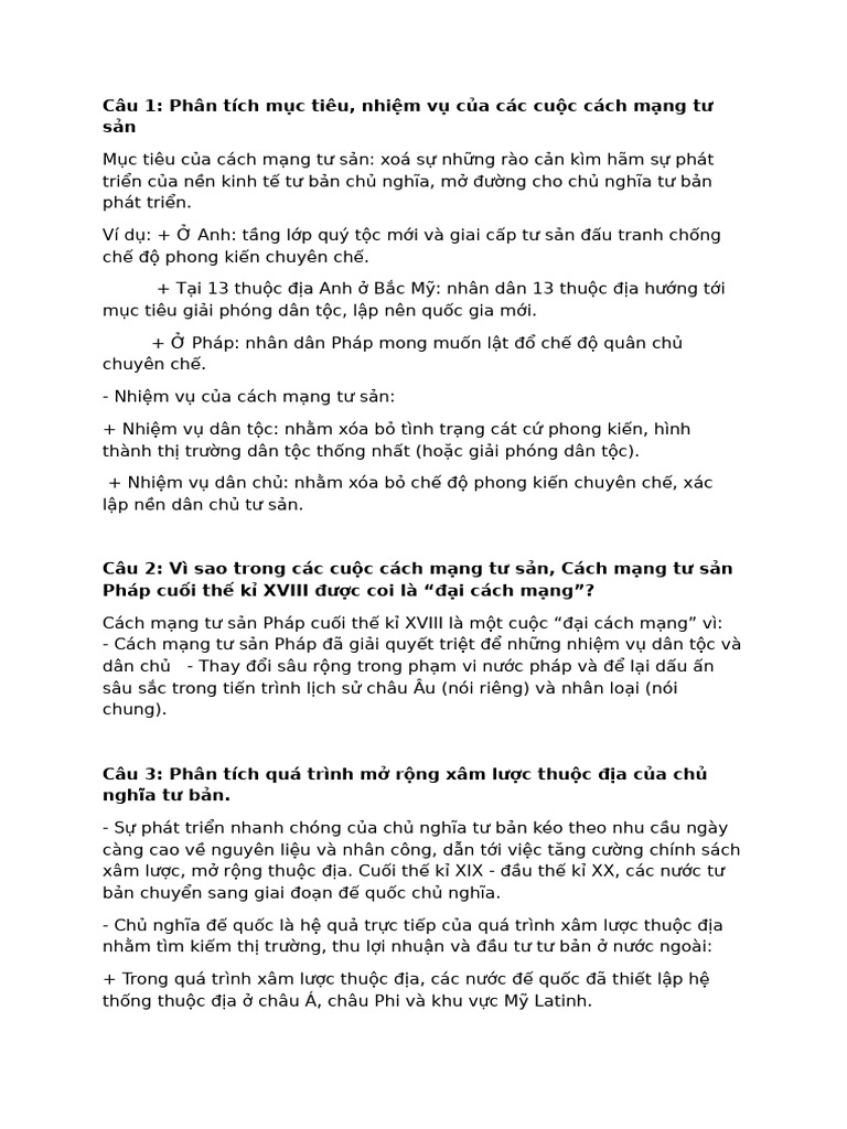 TỰ LUẬN SỬ GK1 | PDF