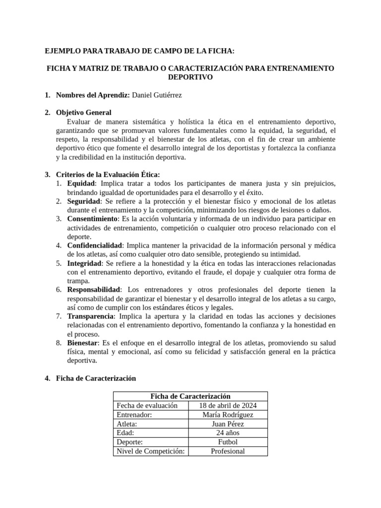 Ejemplo de Ficha y Matriz Ética Transversal | PDF | Deportes | Bienestar