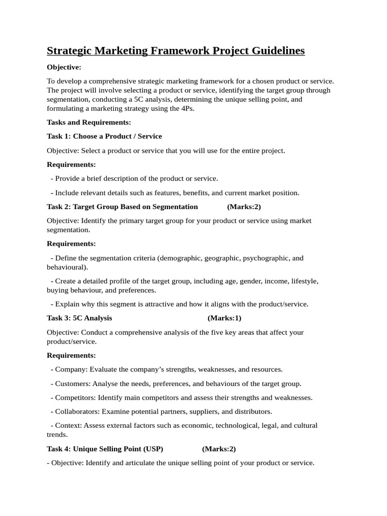 Strategic Marketing Framework Project Guidelines | PDF | Market ...