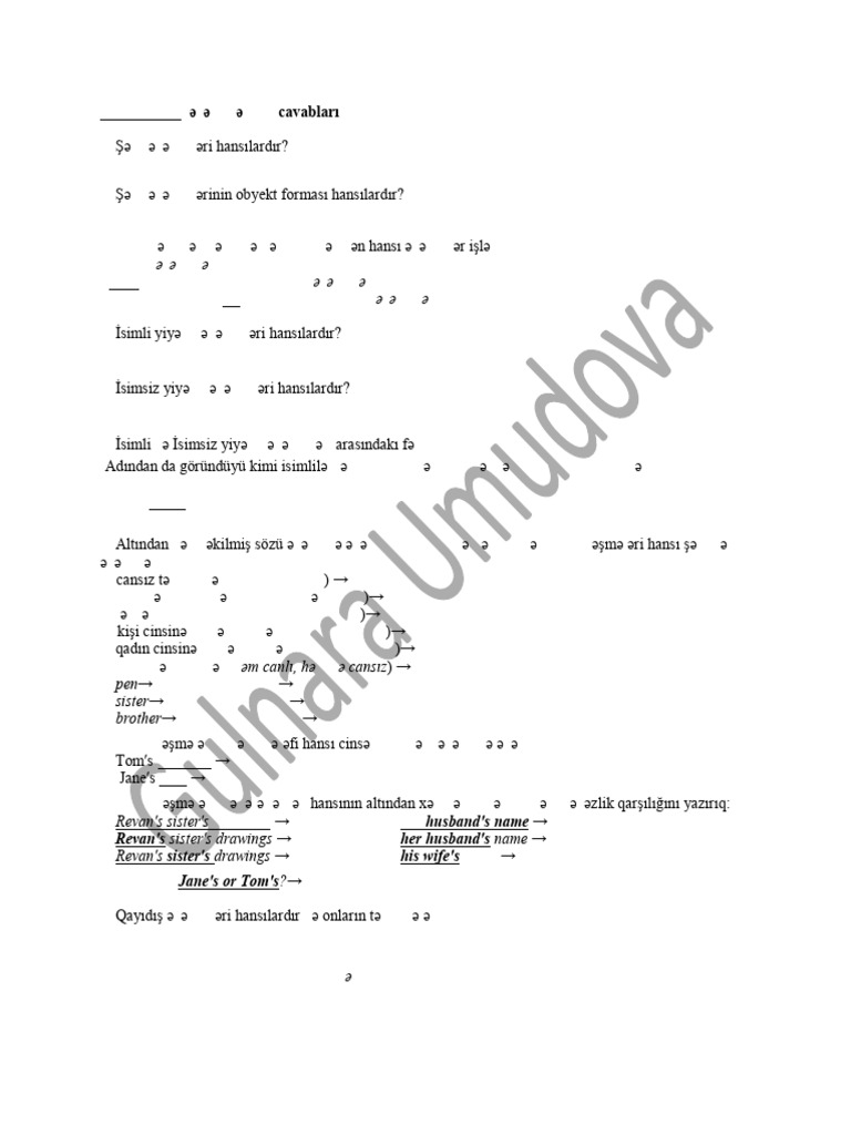 Pronoun Nəzəriyyə Sual-Cavab | PDF