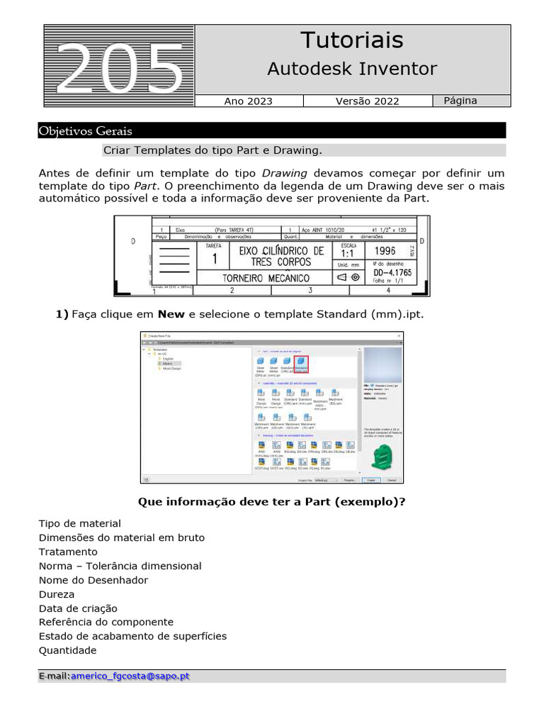 Criando Templates no Autodesk Inventor | PDF | Aço
